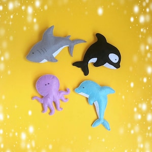 Ocean Animals Felt Toy Sea Dolphin Orca Whale Shark Octopus Marine ...