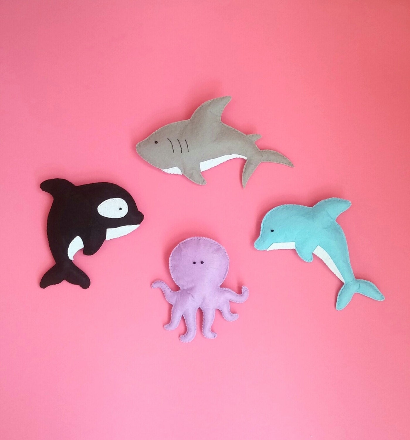 Ocean animals felt toy sea Dolphin Orca whale Shark Octopus | Etsy