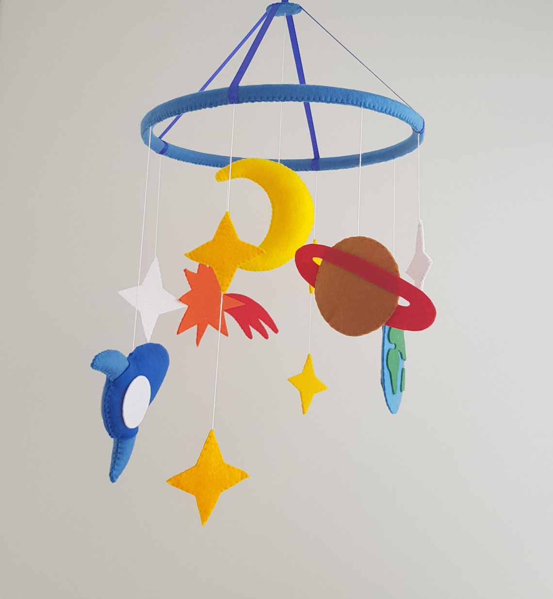 Space Baby Crib Mobile Galaxy Nursery Felt Cot Hanging Decor - Etsy