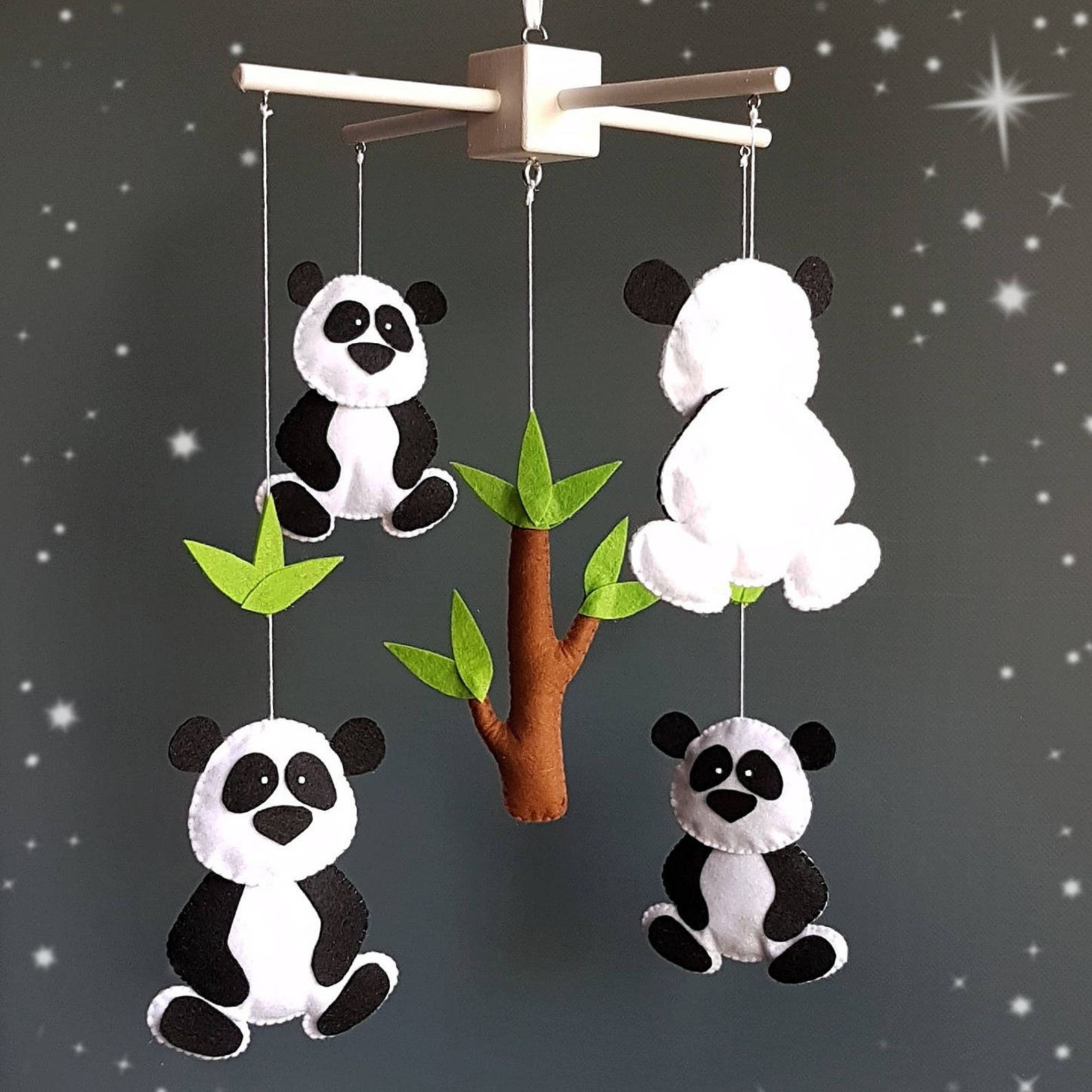 Panda baby crib mobile Nursery Cot Boy shower gift Felt | Etsy