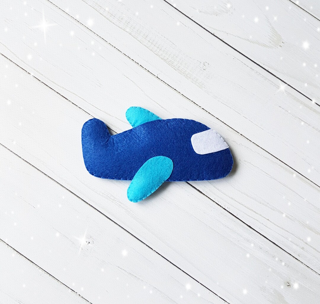 Blue Airplane Felt Toy Nursery Soft Plane Aircraft Toy Decor Airplane ...