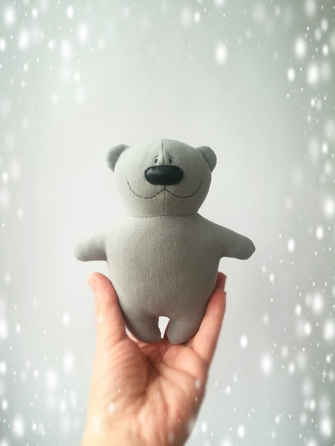 Grey Plush Soft Toy Bear Plush Teddy Artist Stuffed Handmade Cute ...