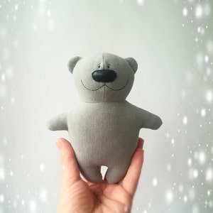 Grey Plush Soft Toy Bear Plush Teddy Artist Stuffed Handmade Cute ...
