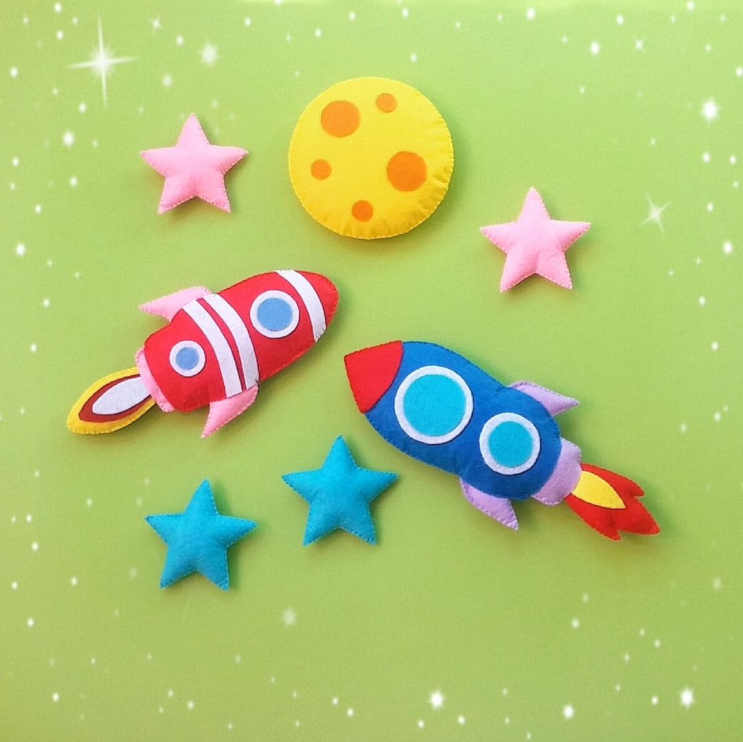 Space Felt Toys Rockets, Stars and Moon, Galaxy Ornaments - Etsy