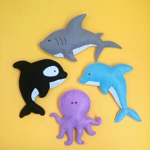 Ocean Animals Felt Toy Sea Dolphin Orca Whale Shark Octopus Marine ...