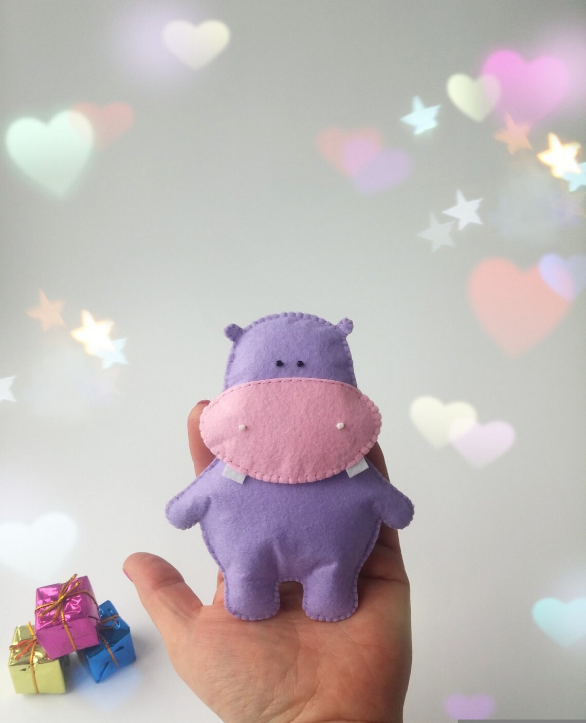 Cute stuffed felt Hippo new baby ornament plush Hippo felt | Etsy