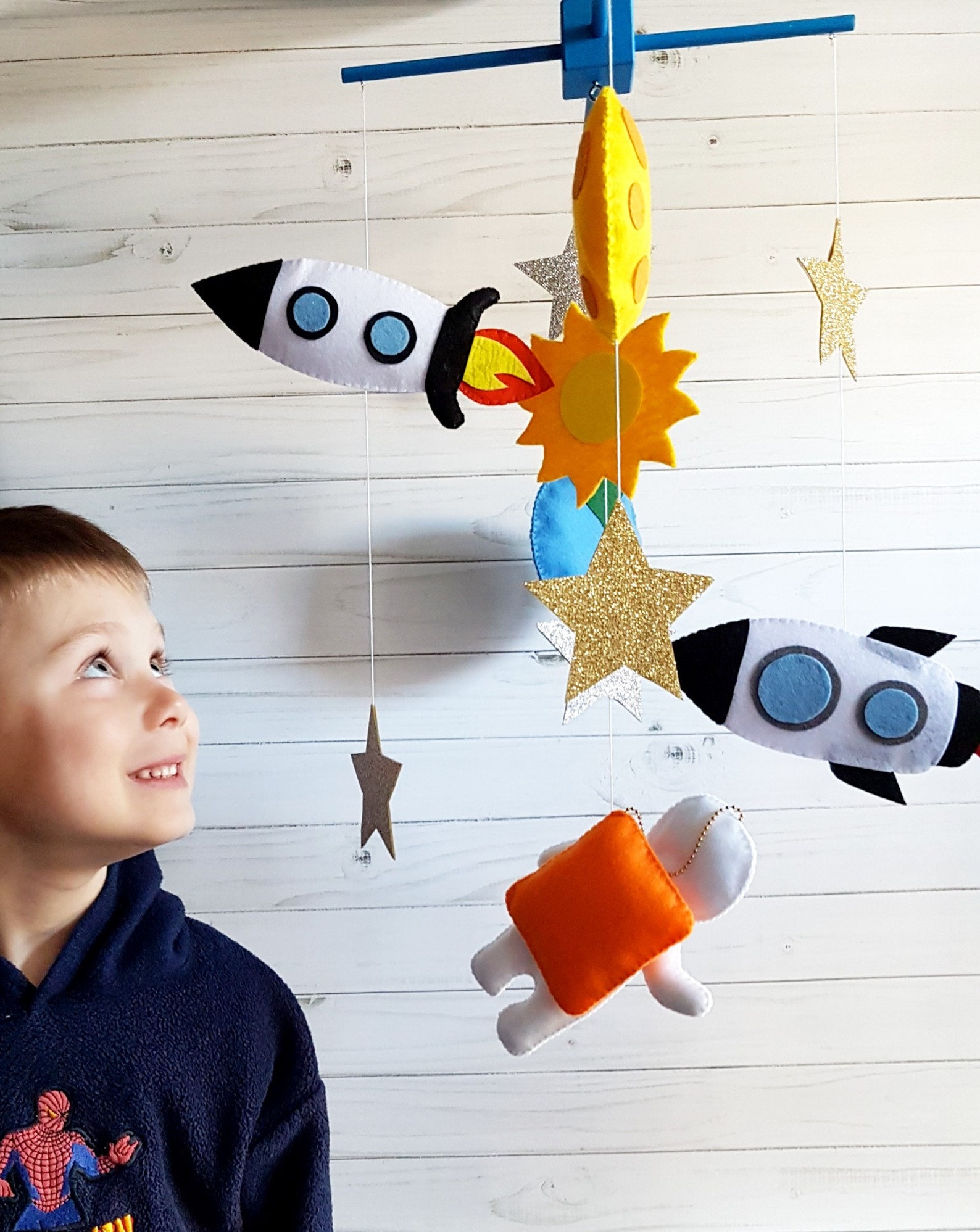 Galaxy Baby Crib Mobile Astronaut Glitter Star Space Rocket - Etsy