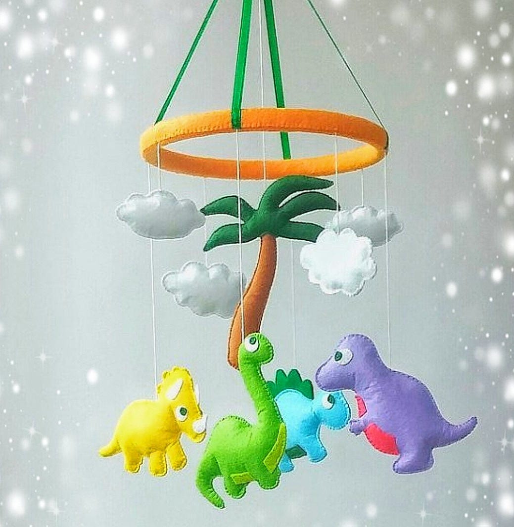 Dinosaur baby crib mobile Nursery decor Jurassic felt handmade | Etsy