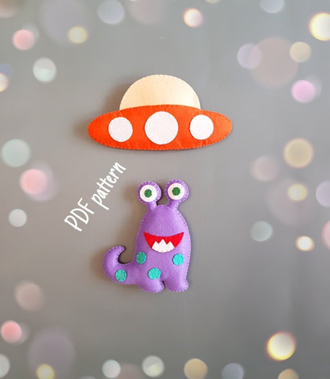 Cute Monster Alien Pattern PDF Tutorial Felt Toy Alien Spaceship Softie ...