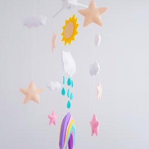 Rainbow Nursery Mobile Crib Baby Sun Clouds - Etsy