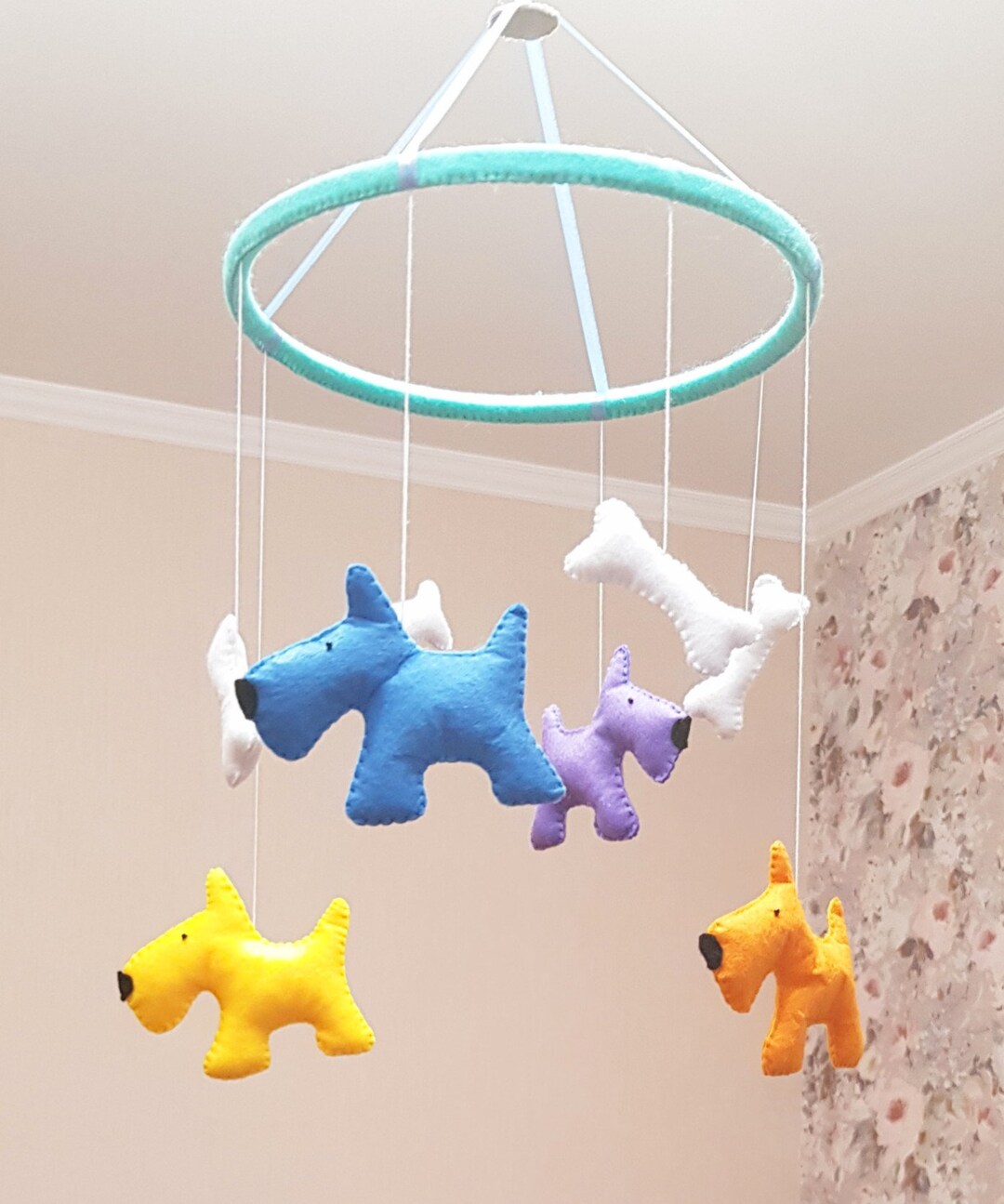 Dog Crib Mobile Scotch Terrier Felt Toy Baby Crib Mobile Felt Baby ...