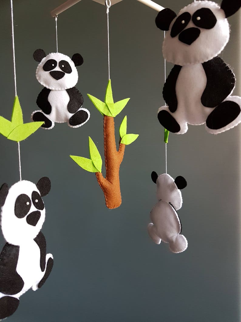 Panda baby crib mobile Nursery Cot Boy shower gift Felt | Etsy