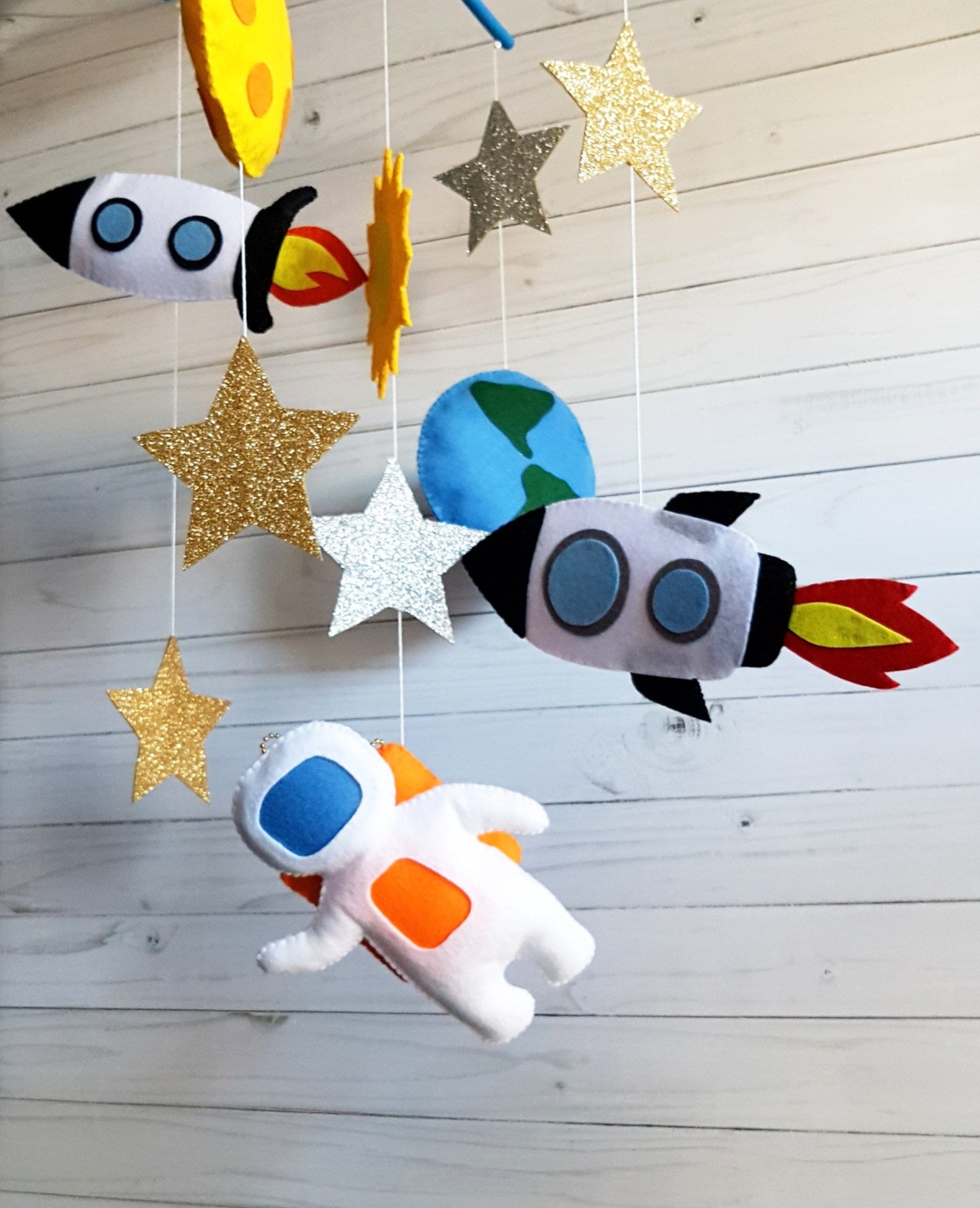 Galaxy Baby Crib Mobile Astronaut Glitter Star Space Rocket - Etsy