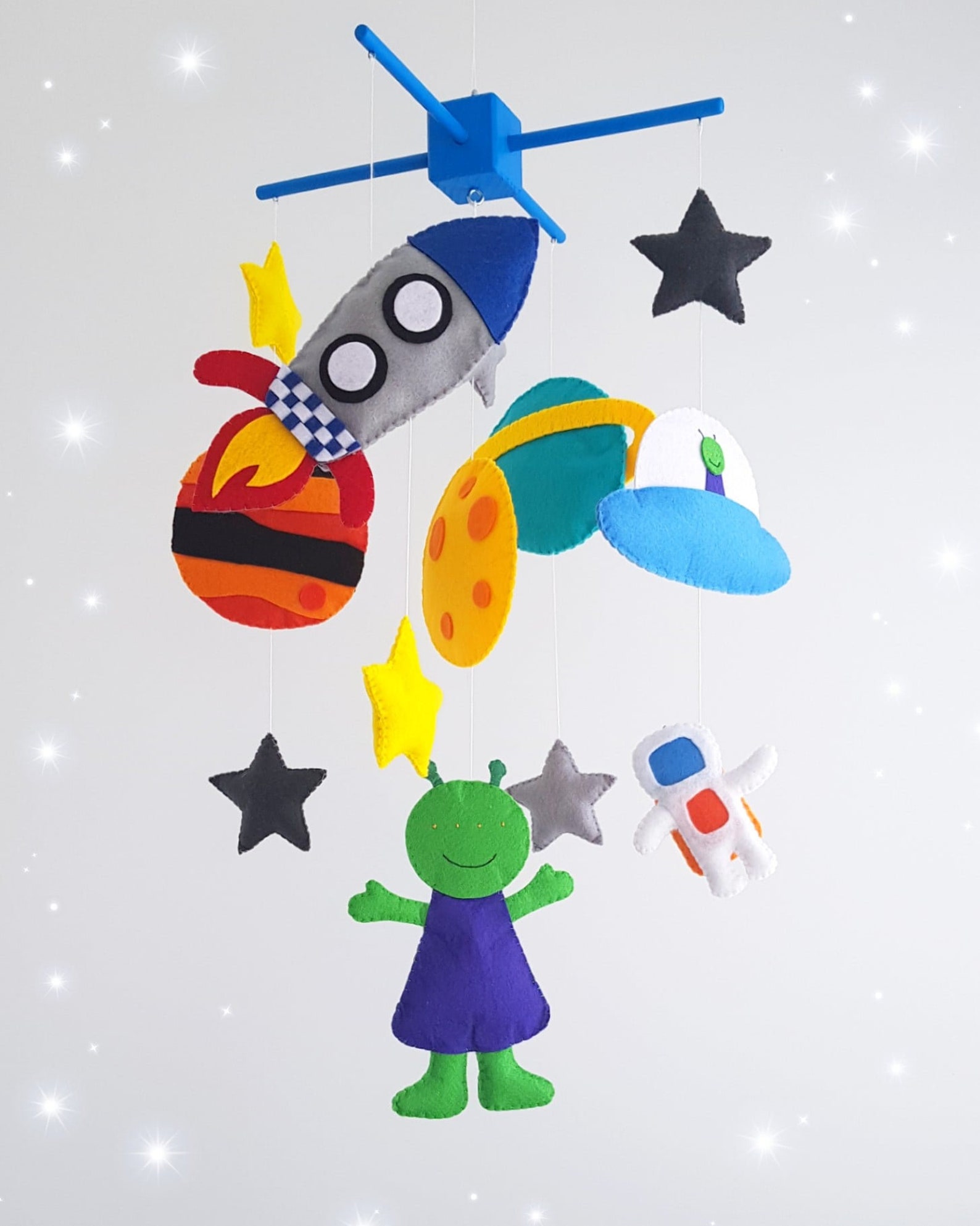 Space Baby Crib Mobile NASA Decor UFO Felt Handmade Mobile - Etsy