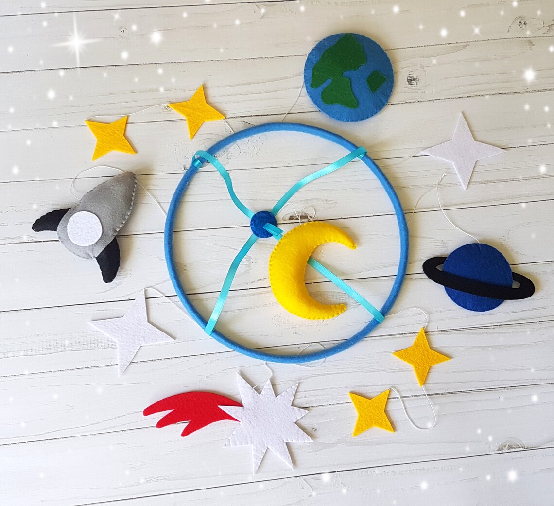 Space Baby Crib Mobile Nursery Felt Cot Hanging Crib Mobile Boy Mobile ...