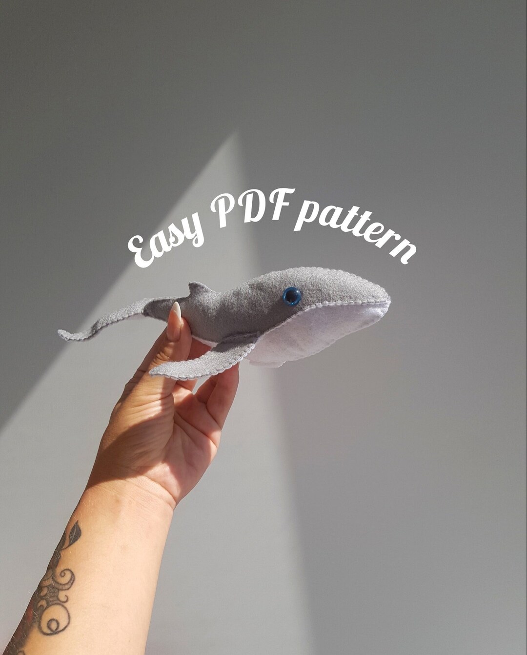Felt Whale Toy Easy Pattern Fish Ocean Pattern Sea PDF Tutorial Sewing ...