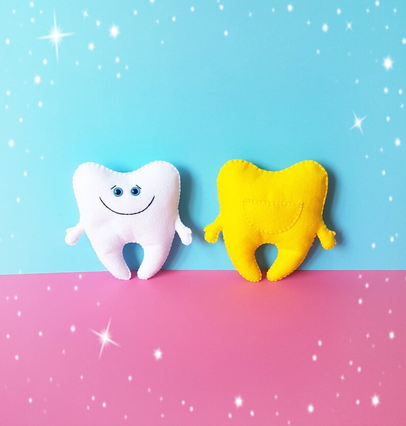 Cute Tooth Fairy Pillow Felt Yellow Tooth Soft Toy Tooth Loose Tooth ...