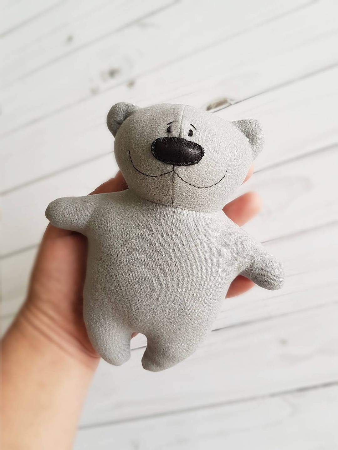 Grey Plush Soft Toy Bear Plush Teddy Artist Stuffed Handmade - Etsy