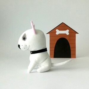 American Bull Terrier, Whiter Bull Terrier, Plush Bull Terrier, Stuffed ...