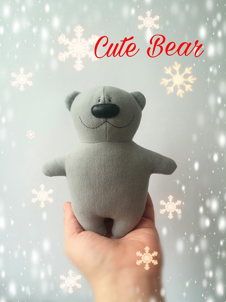 Grey Plush Soft Toy Bear Plush Teddy Artist Stuffed Handmade Cute ...