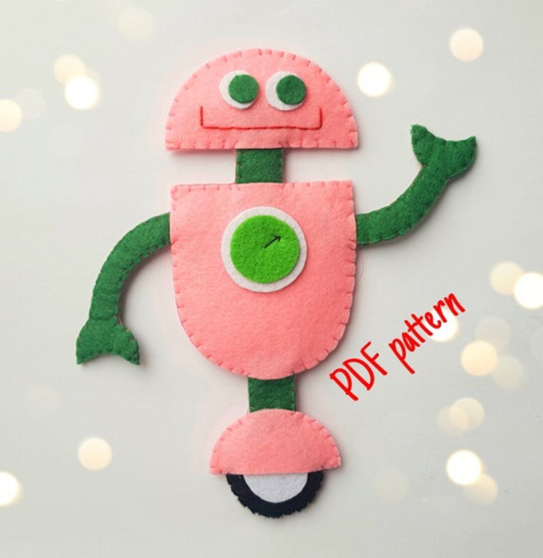 Felt Robot Pattern Tutorial, PDF Easy Pattern Robot, Robot Felt Sewing ...