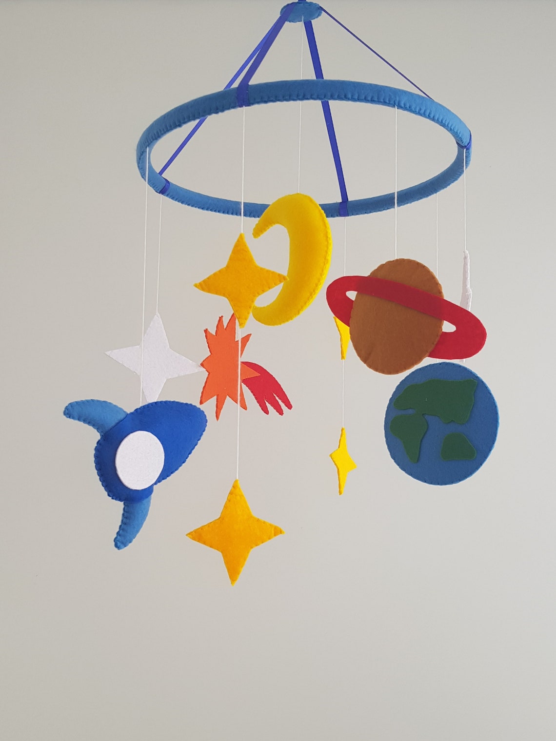 Space Baby Crib Mobile Galaxy Nursery Felt Cot Hanging Decor - Etsy
