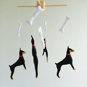 Doberman Crib Mobile, Dog Nursery Mobile, Black Dog Baby Mobile, Puppy ...