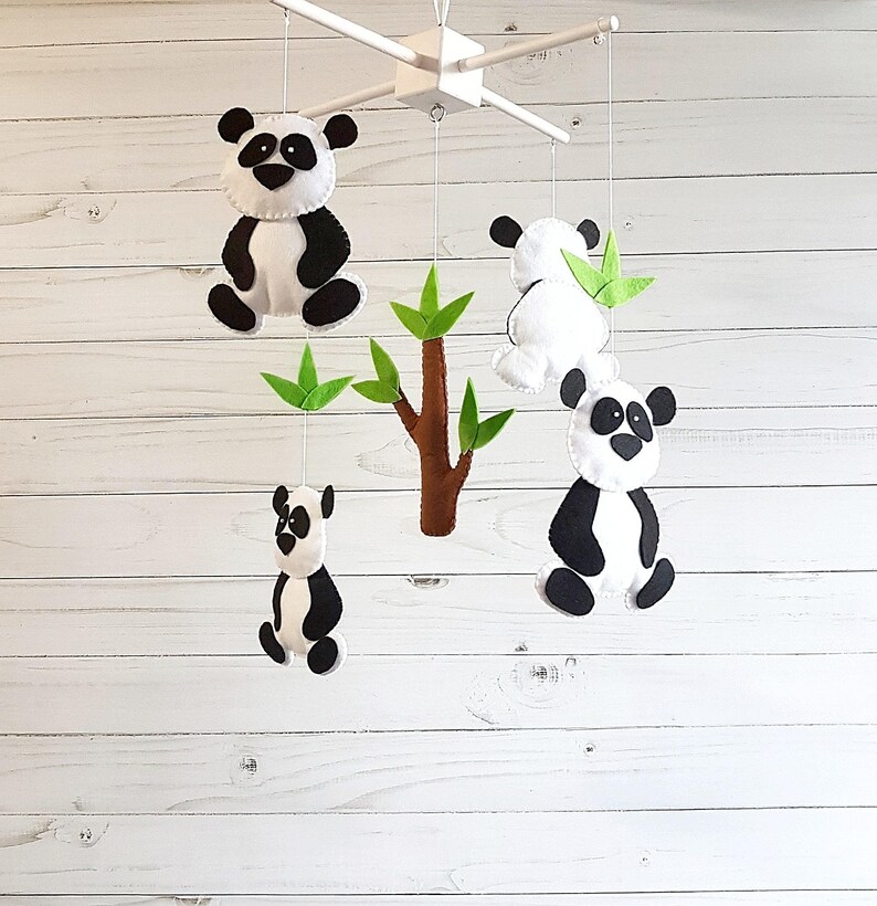 Panda baby crib mobile Nursery Cot Boy shower gift Felt | Etsy