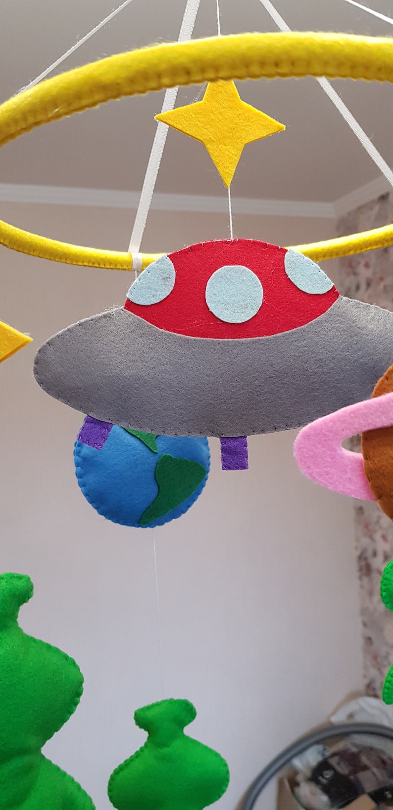 Space aliens baby crib mobile nursery decor | Etsy