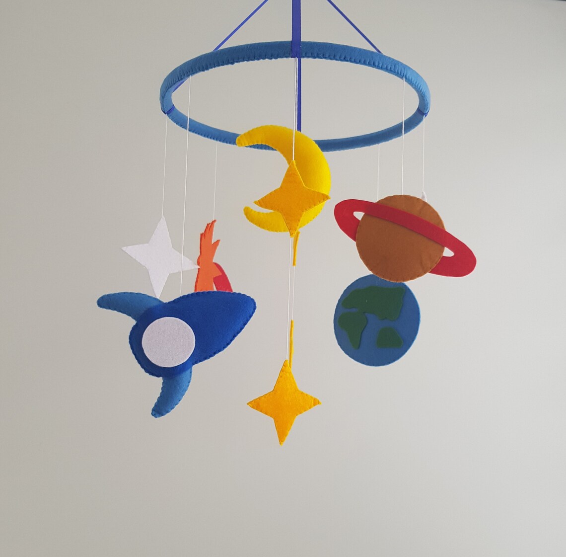 Space Baby Crib Mobile Galaxy Nursery Felt Cot Hanging Decor - Etsy