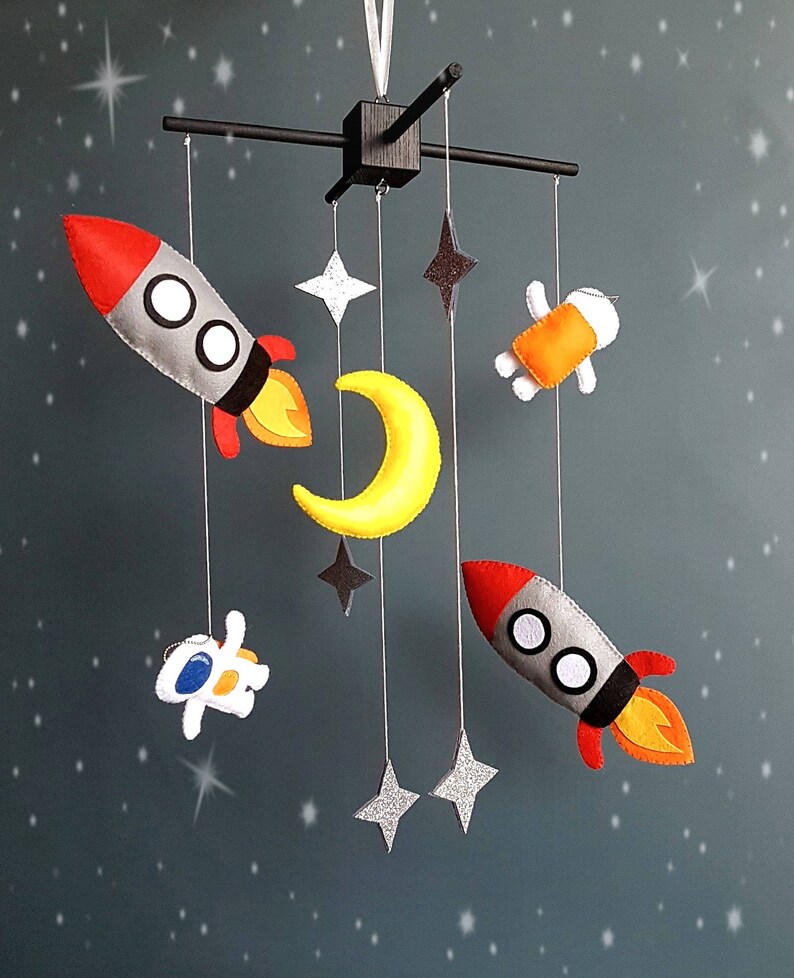 Space Baby Crib Mobile Solar System Spaceship Astronauts Nursery Mobile ...