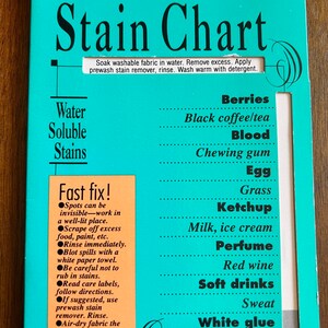Vintage First Magazine Stain Chart, Laundry Stain Solutions, Homemaker ...