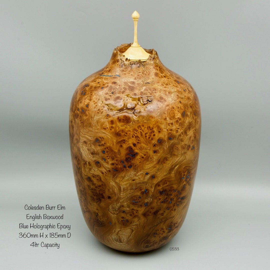 Handmade Wooden Urn Made From Beautiful Bark Edged Burr Elm companion ...