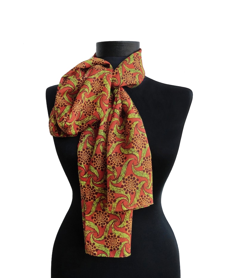 Brick Red Semi Sheer Scarf Long Vintage Scarf Colorful Neck - Etsy