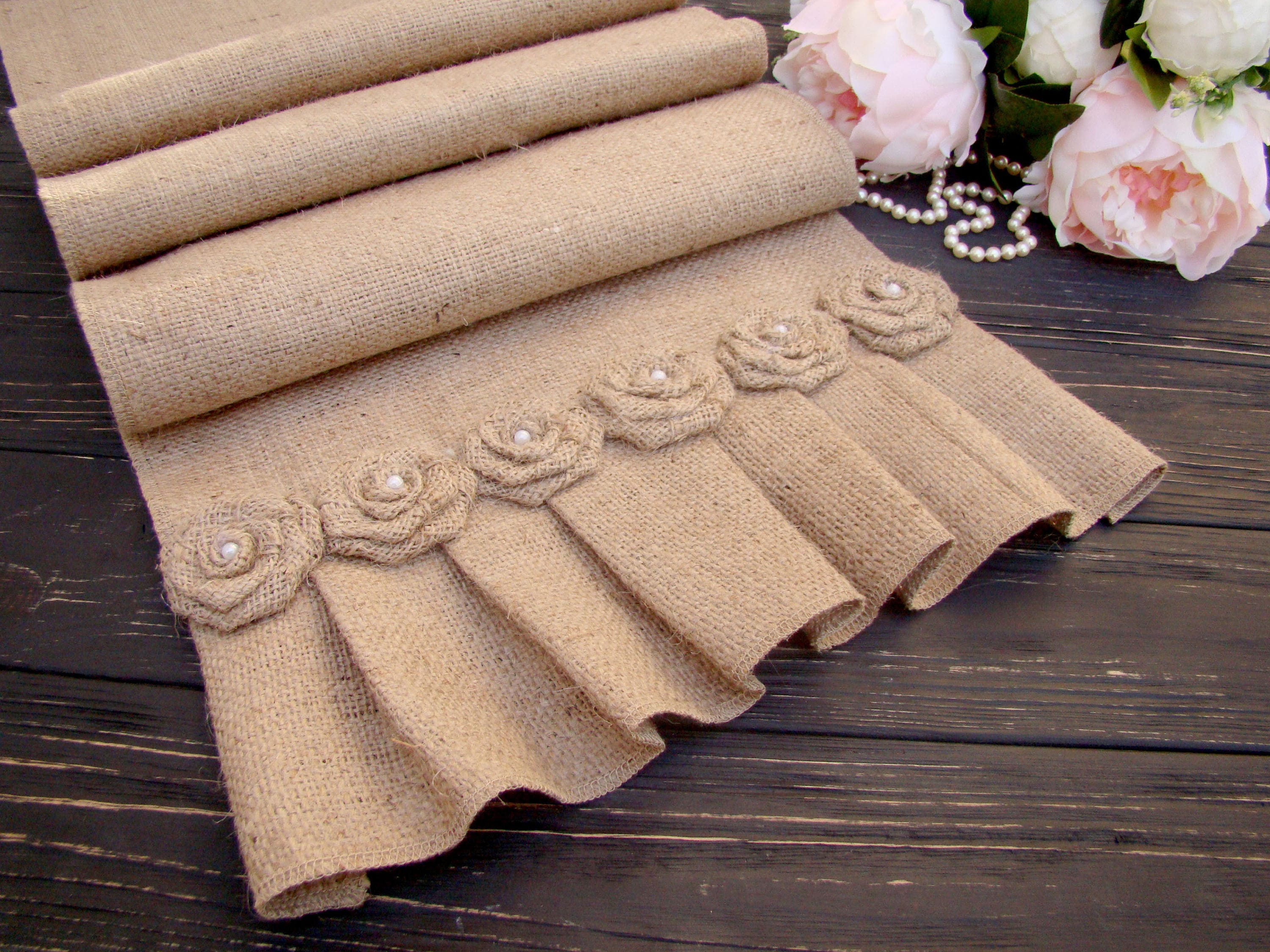 Farmhouse table runner Rustic wedding Burlap table decor | Etsy