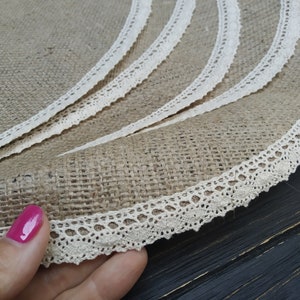 Round Burlap Placemat Burlap and Ivory Lace Circular Wedding ...