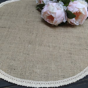 Round Burlap Placemat Burlap and Ivory Lace Circular Wedding ...