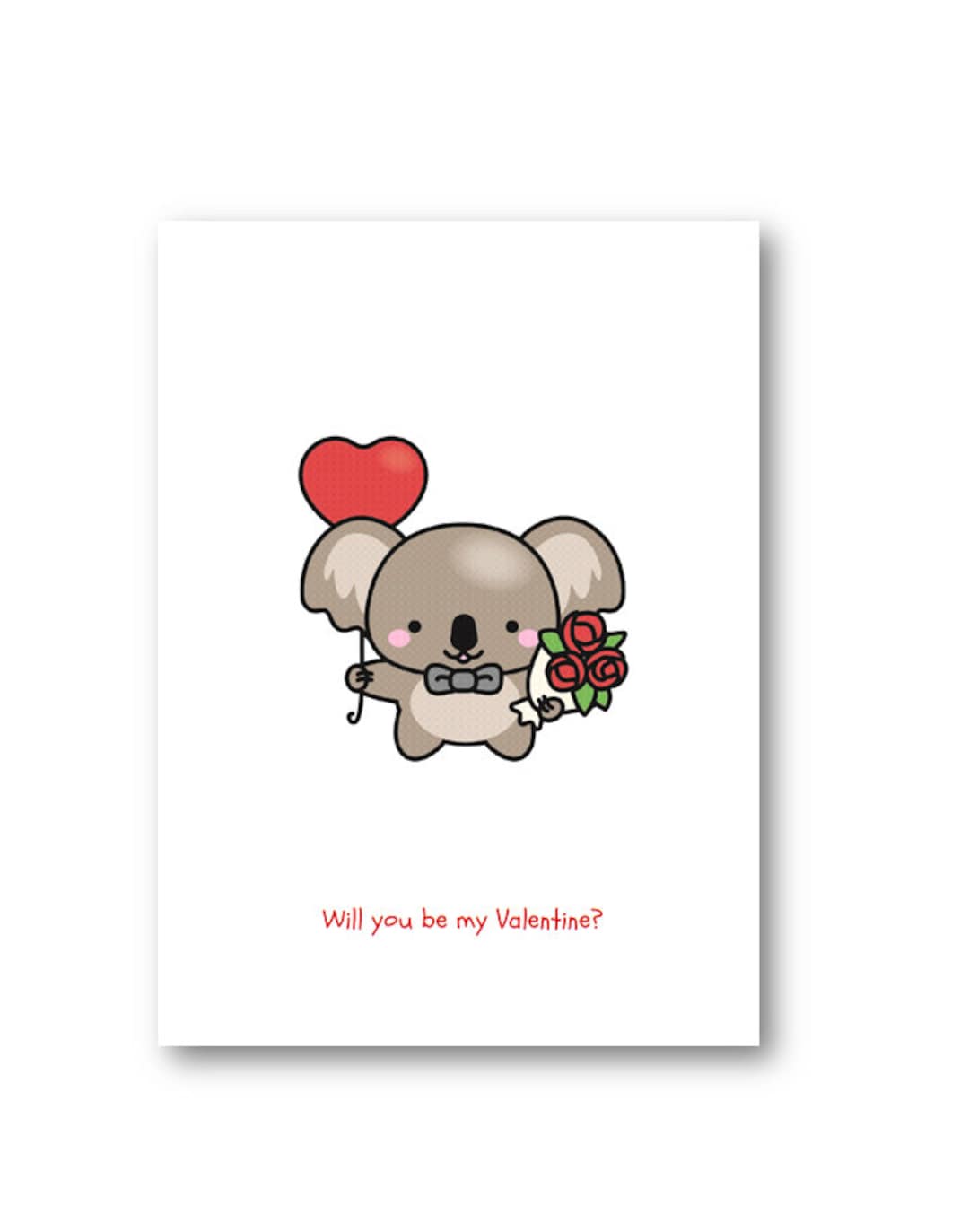 Personalised Kawaii Koala Valentine Card, Personalized Kawaii Koala ...
