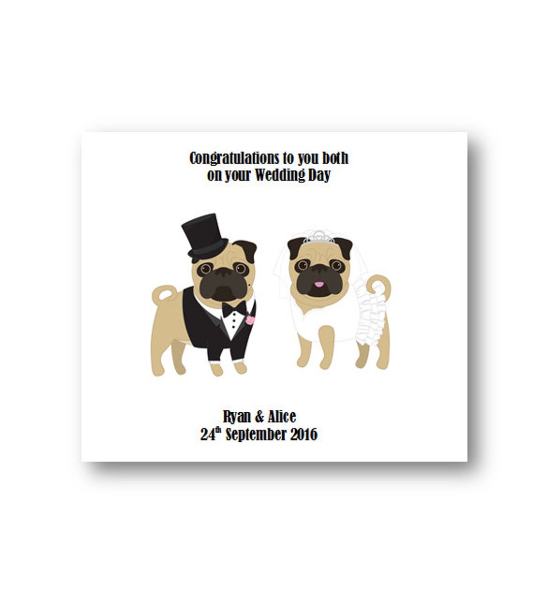 Personalised Pug Wedding Card - Personalized Pug Wedding Card - Etsy