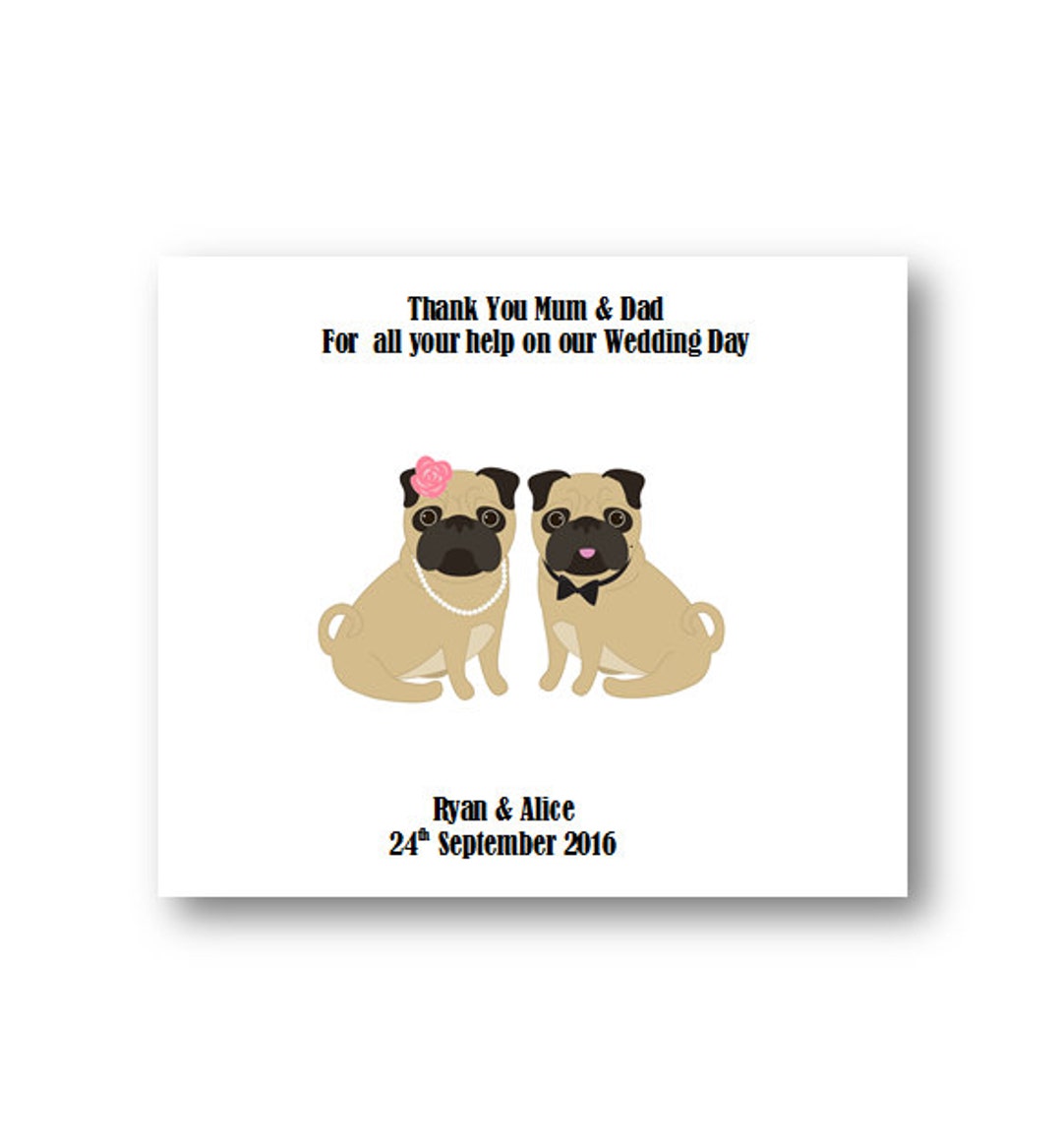 Personalised Pug Wedding Thank You Card - Personalized Pug Wedding ...