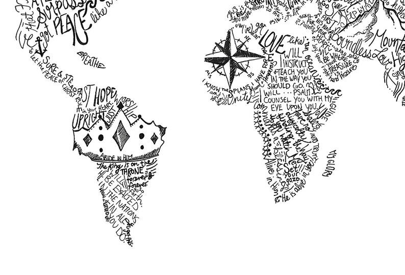 World Map Digital Art, Bible Verse/scripture, Inspirational, Typography ...