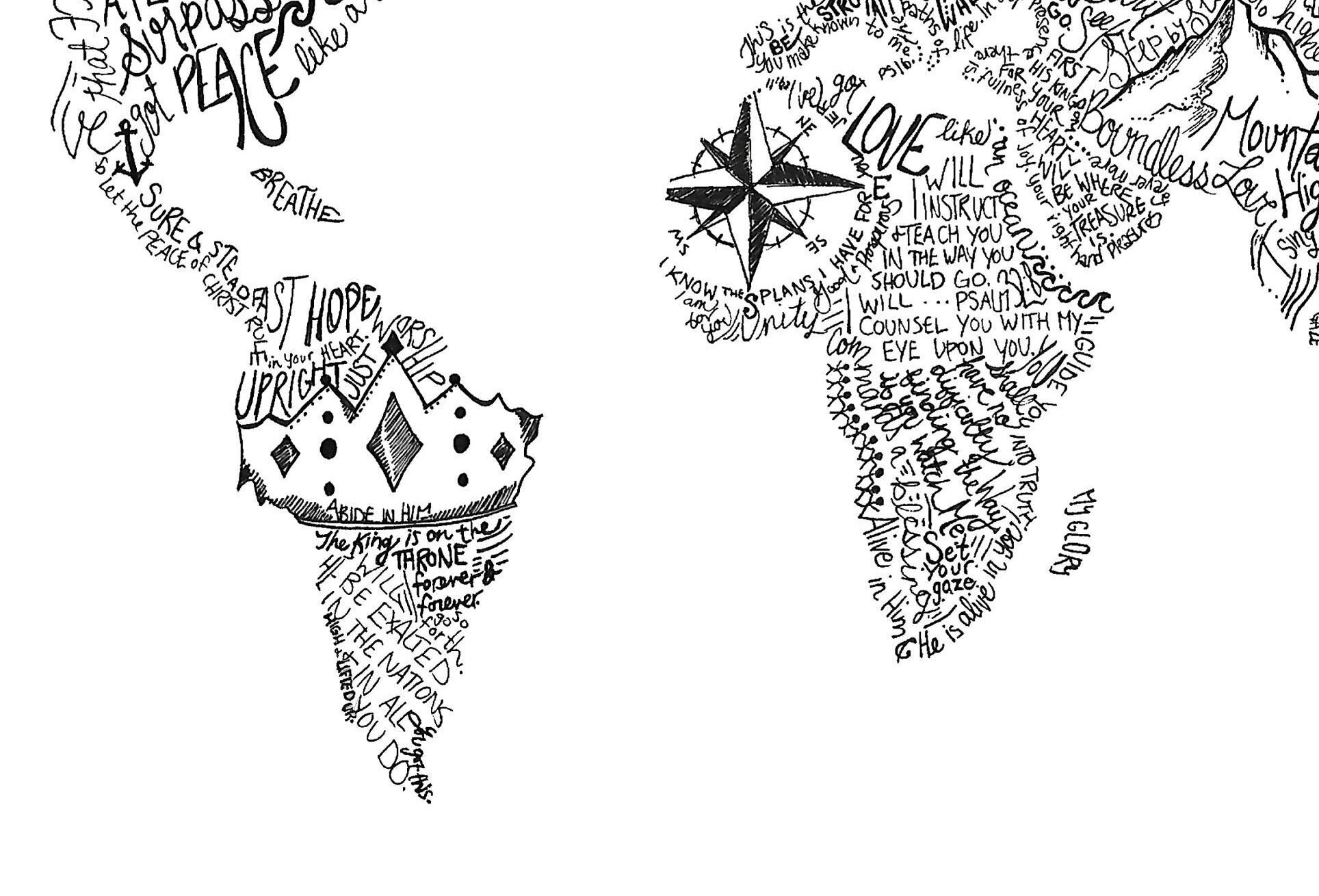 World Map Digital Art, Bible Verse/scripture, Inspirational, Typography ...