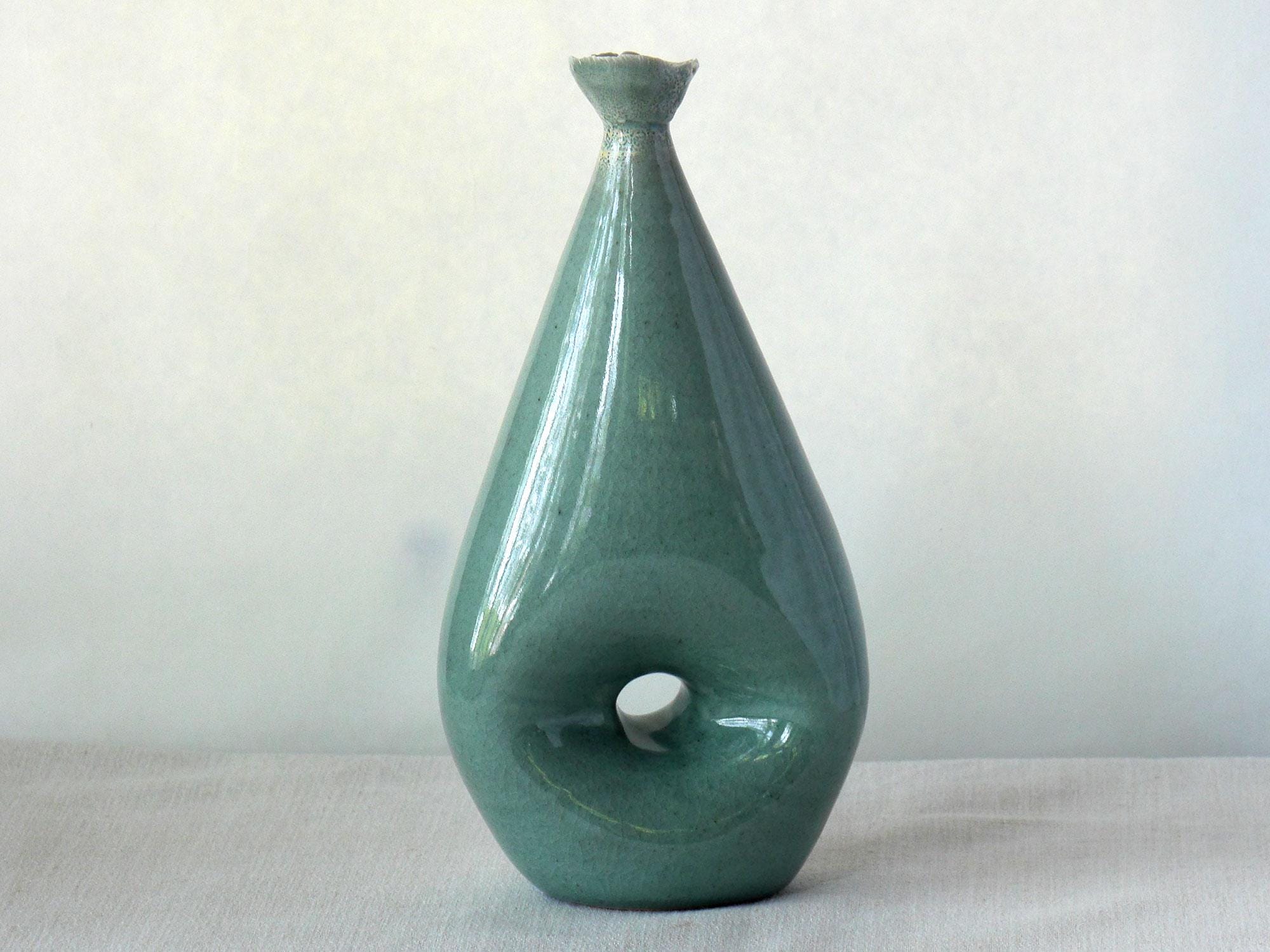 High Fired Handthrown, Altered With a Center Hole Wide Ceramic Pottery ...
