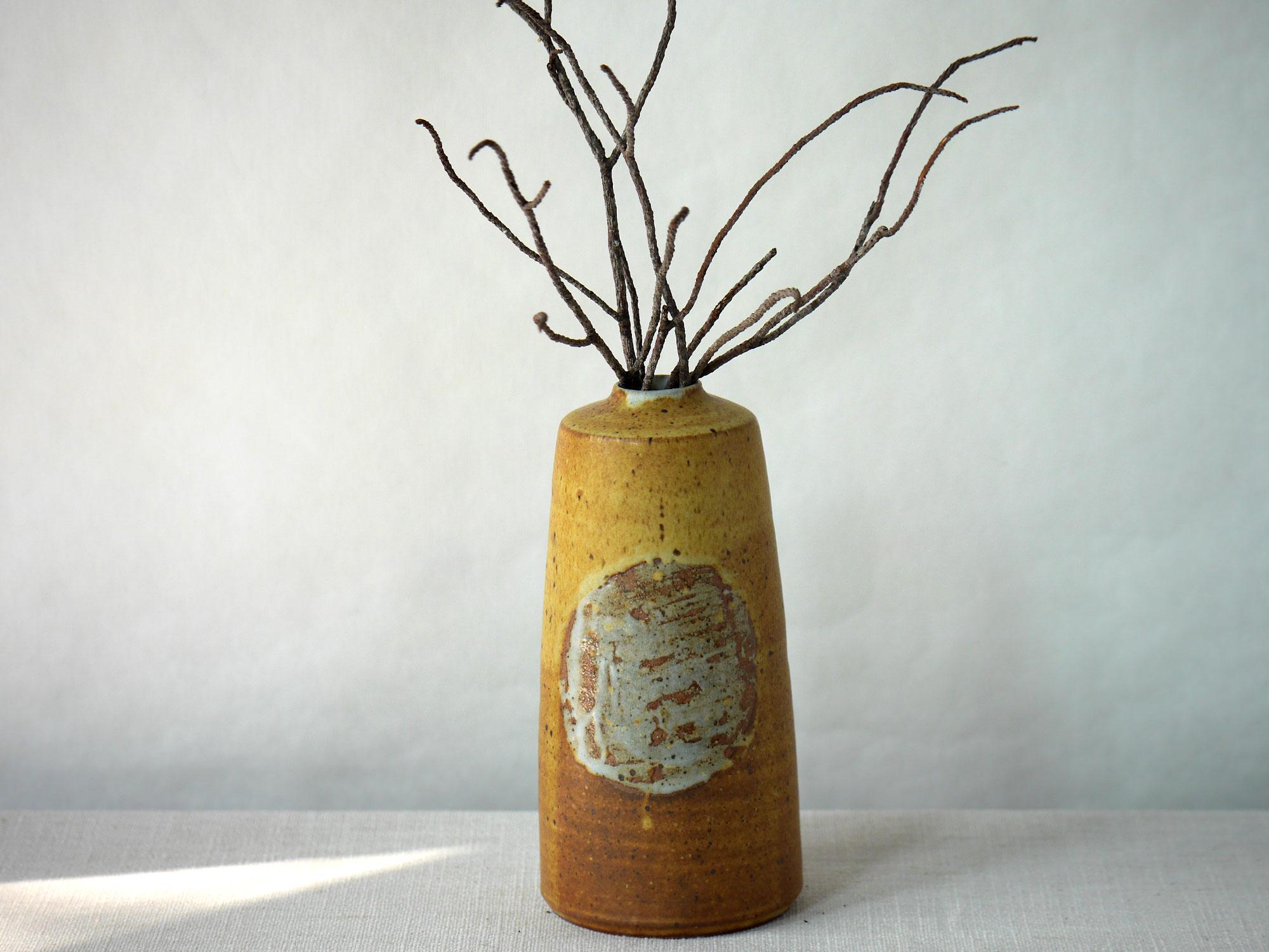 Narrow High Fire Ceramic Pottery Vase Bottle Asian Style Glazed in ...