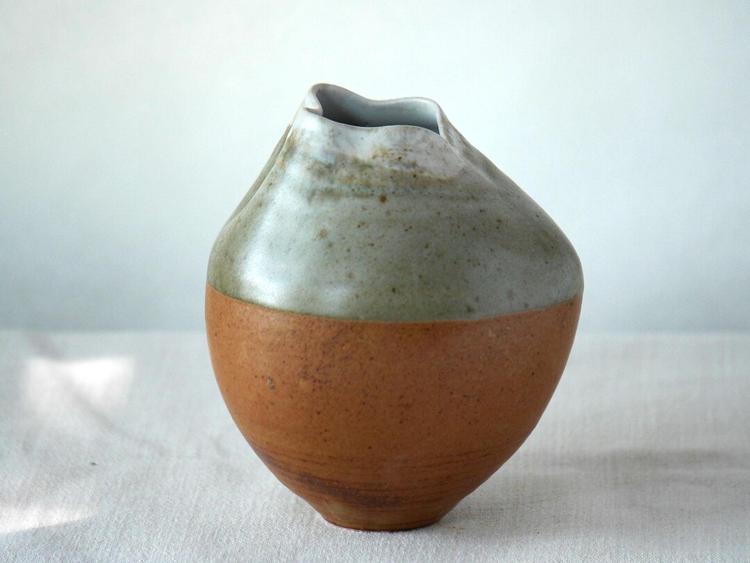 Ceramic Handthrown Pottery and Altered Vase Shape in Rusty Glaze Tones ...