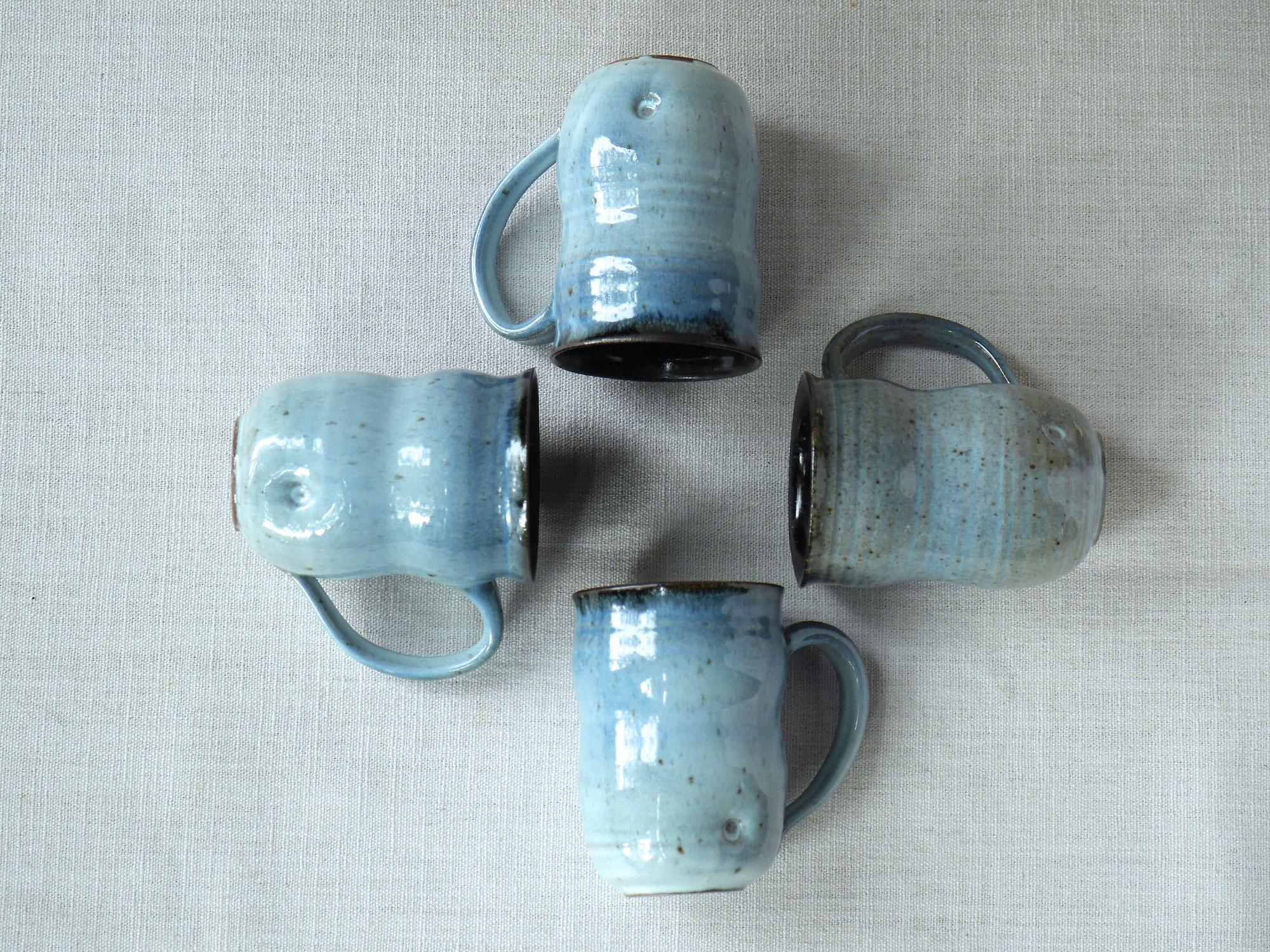 Handthrown Porcelain Ceramic Pottery Coffee Mugs in Water-like Blue ...