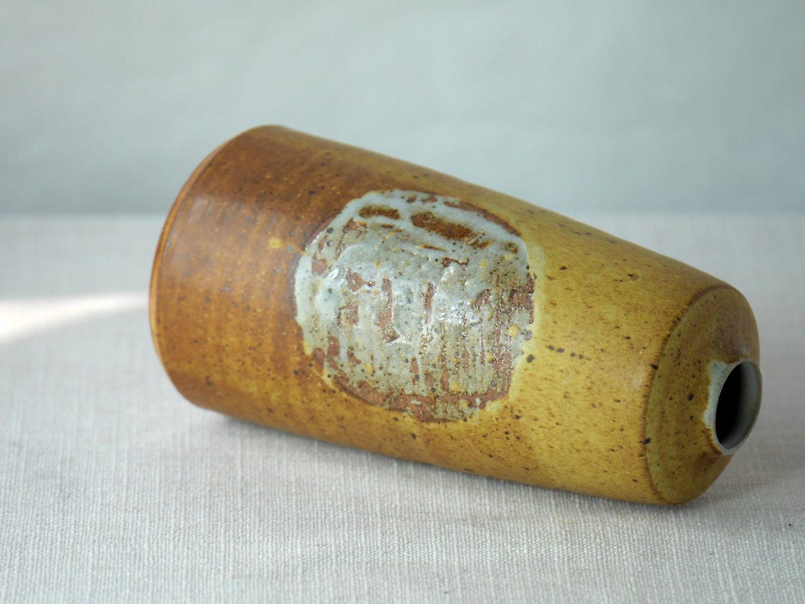 Narrow High Fire Ceramic Pottery Vase Bottle Asian Style Glazed in ...