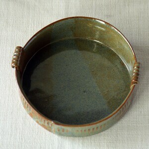 Slab Rolled Ceramic Pottery Round Shallow Dish Ovenware, Baking Dish ...