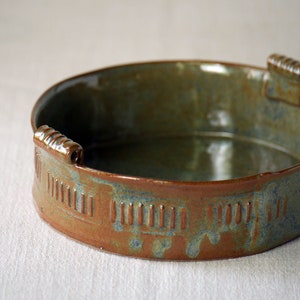 Slab Rolled Ceramic Pottery Round Shallow Dish Ovenware, Baking Dish ...