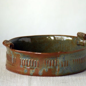 Slab Rolled Ceramic Pottery Round Shallow Dish Ovenware, Baking Dish ...